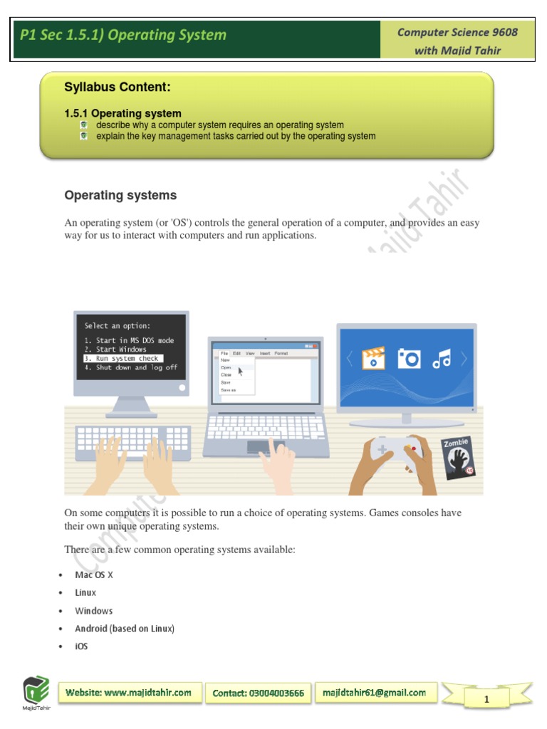 P1 Sec 1.5.1) Operating System: Syllabus Content | PDF | Operating System | Graphical User ...