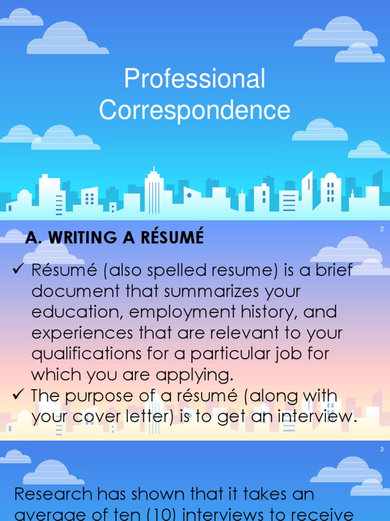 Guide to Professional Correspondence: Résumés, College Admission ...