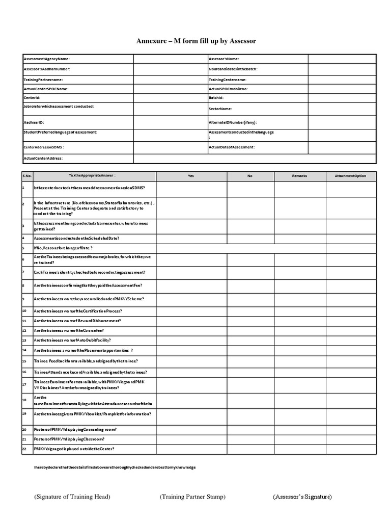 Annexure - M Form Fill Up by Assessor | PDF