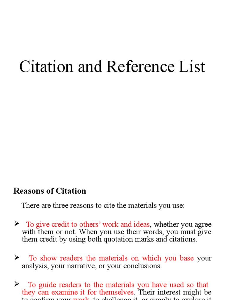Citation and Reference List | PDF | Digital Object Identifier | Citation