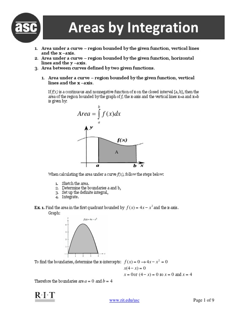 Areas by Integration | PDF | Integral | Area