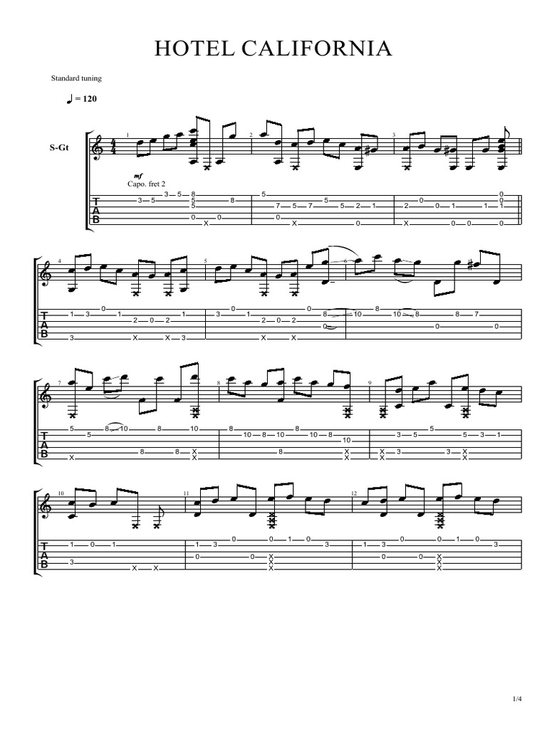 Hotel California PDF | PDF | European Musical Instruments | Pitch (Music)