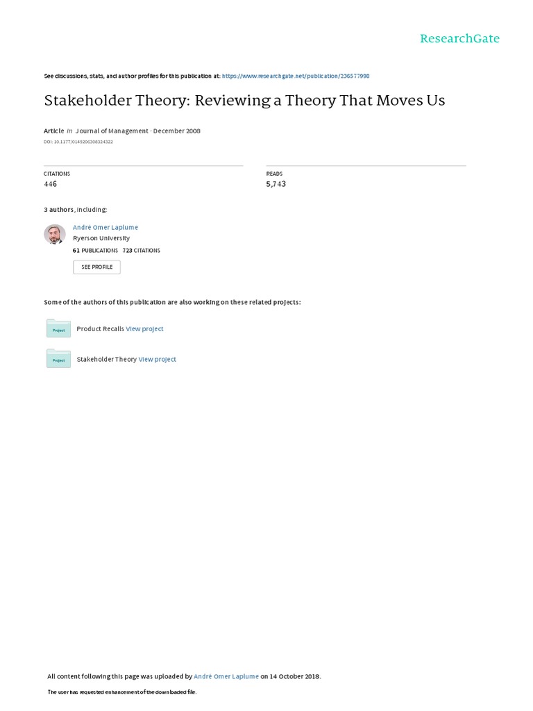 10 Stakeholder Theory 1 PDF | PDF | Stakeholder (Corporate) | Strategic ...