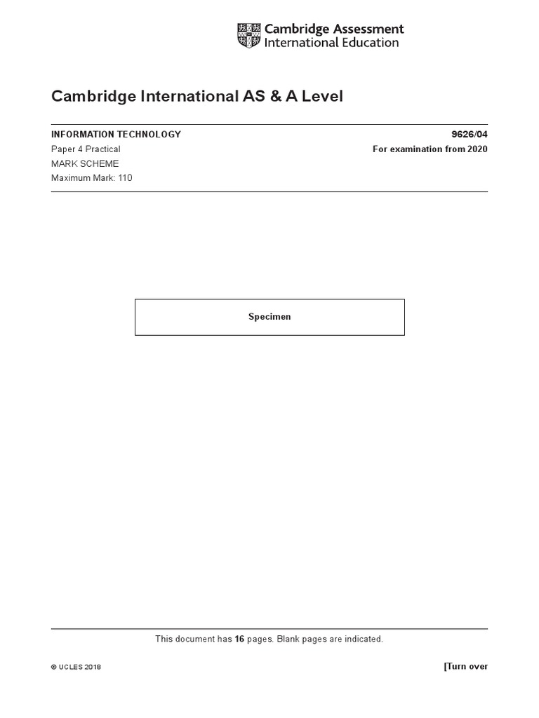 2020 Specimen Paper 4 Mark Scheme | Download Free PDF | Typefaces ...