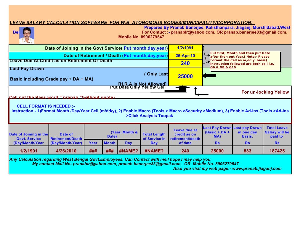 Leave Salary Calculation For Municipality PDF Computing Software