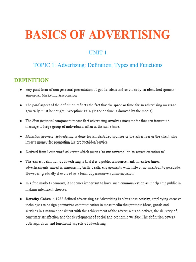 Advertising 4TH Sem | Download Free PDF | Advertising | Brand