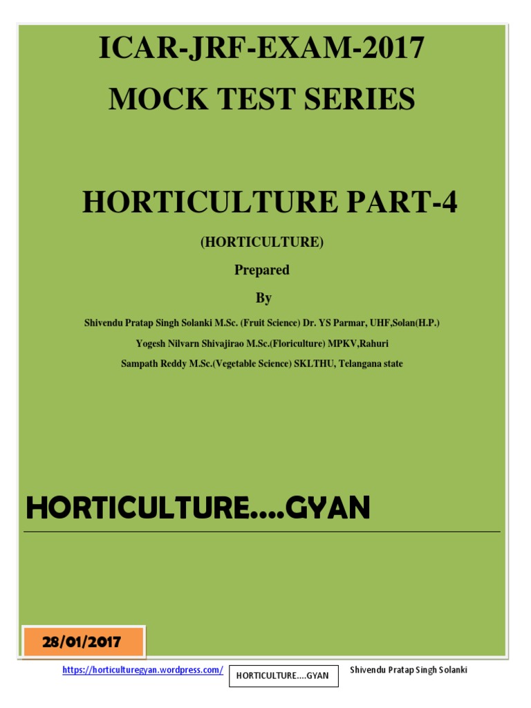 Icar JRF Exam 2017 Horticulture Part 4 Horticulture Gyan PDF | PDF ...