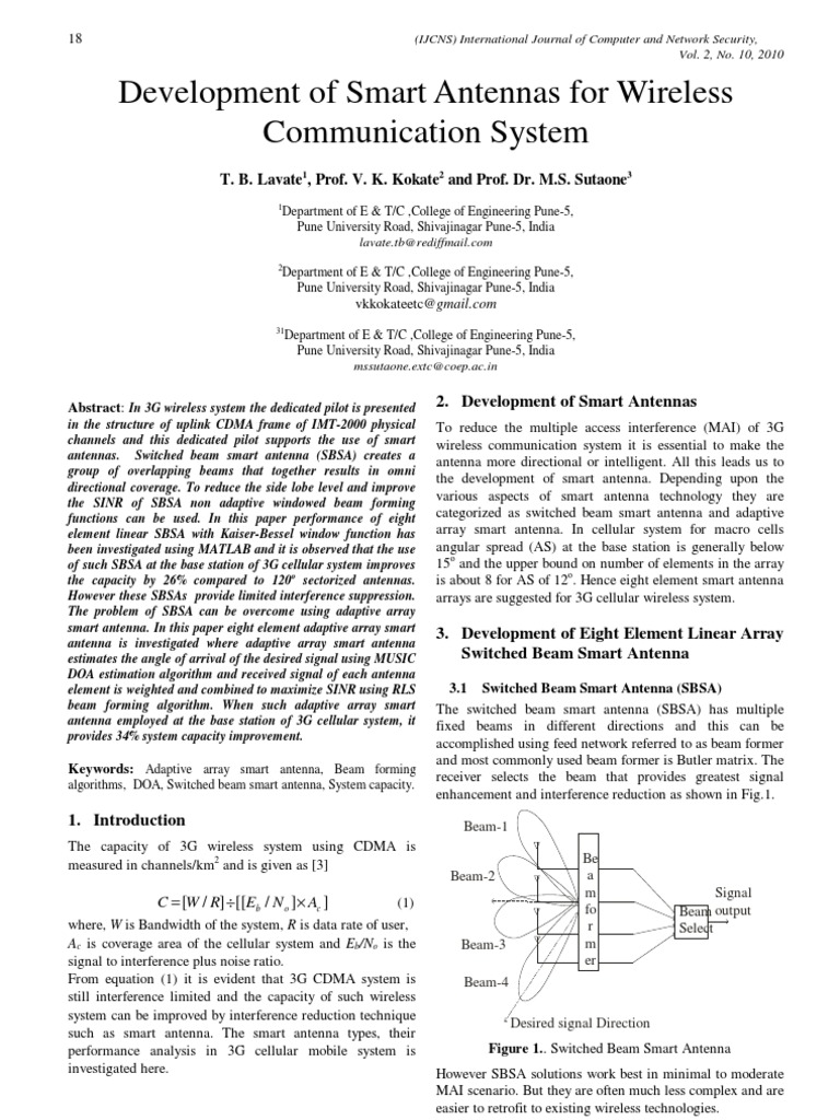 Development of Smart Antennas For Wireless Communication System | PDF ...