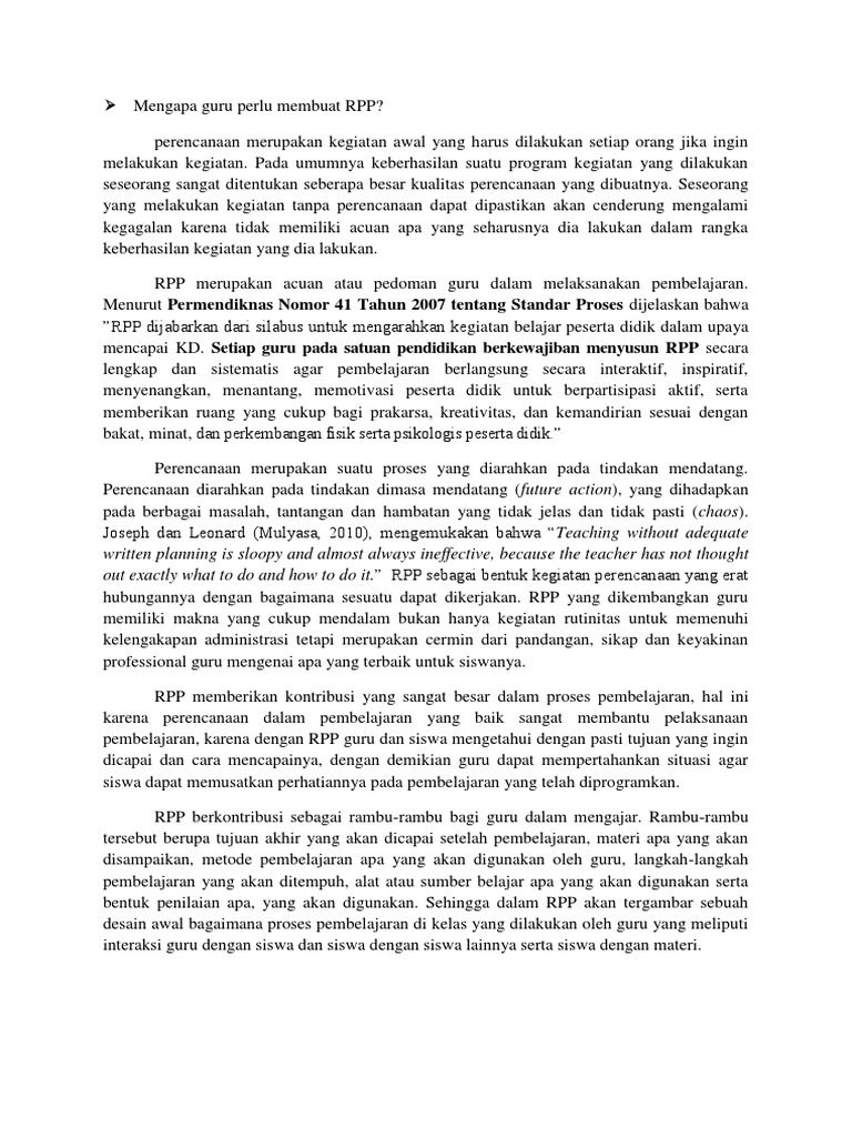 Mengapa Guru Harus Membuat Rpp