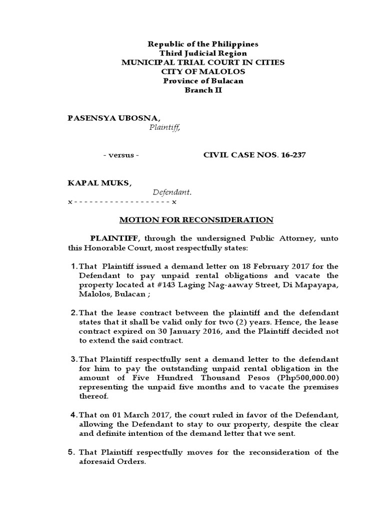 Motion For Reconsideration | PDF | Public Law | Virtue