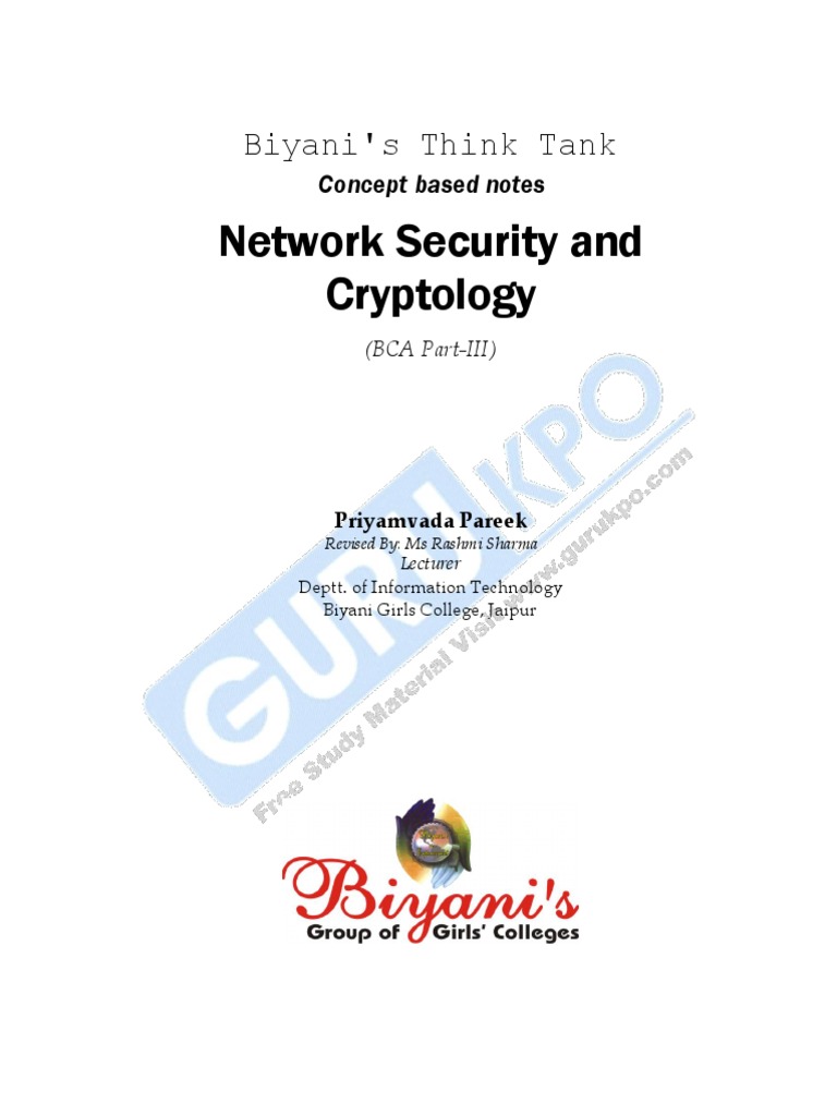 Network Security and Cryptology | PDF | Cryptography | Public Key ...