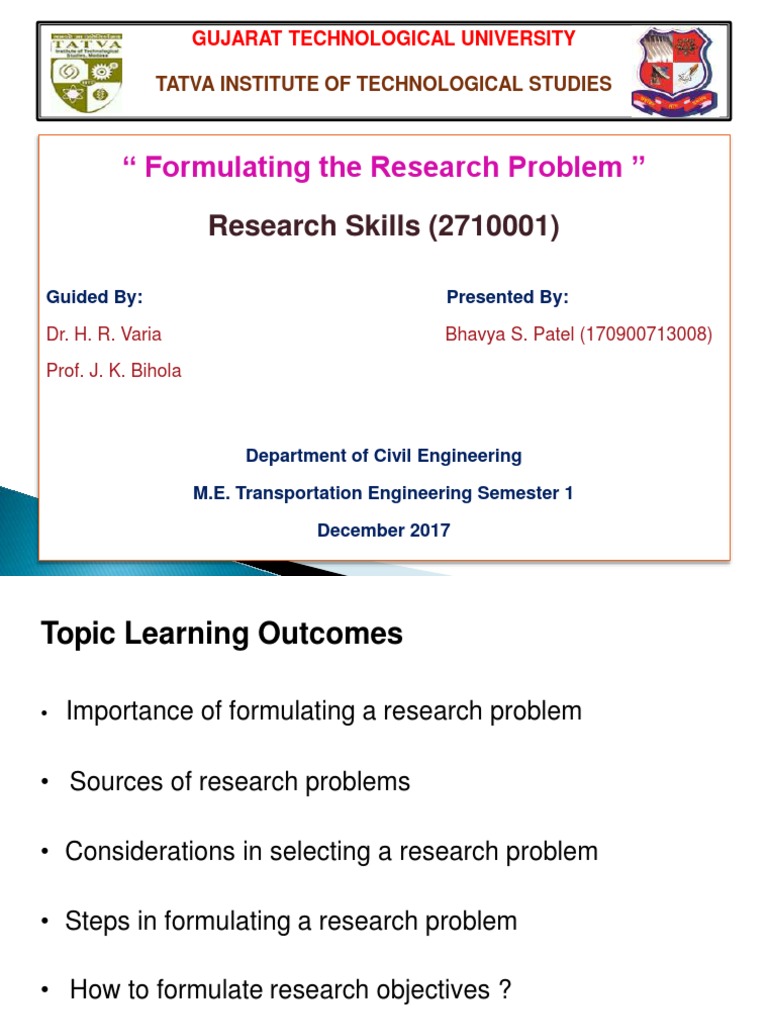 Formulating The Research Problem | PDF | Definition | Emergence