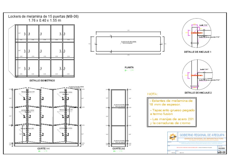 Planos y Dimensiones de Lockers MB-06 | PDF | Rieles | Naturaleza