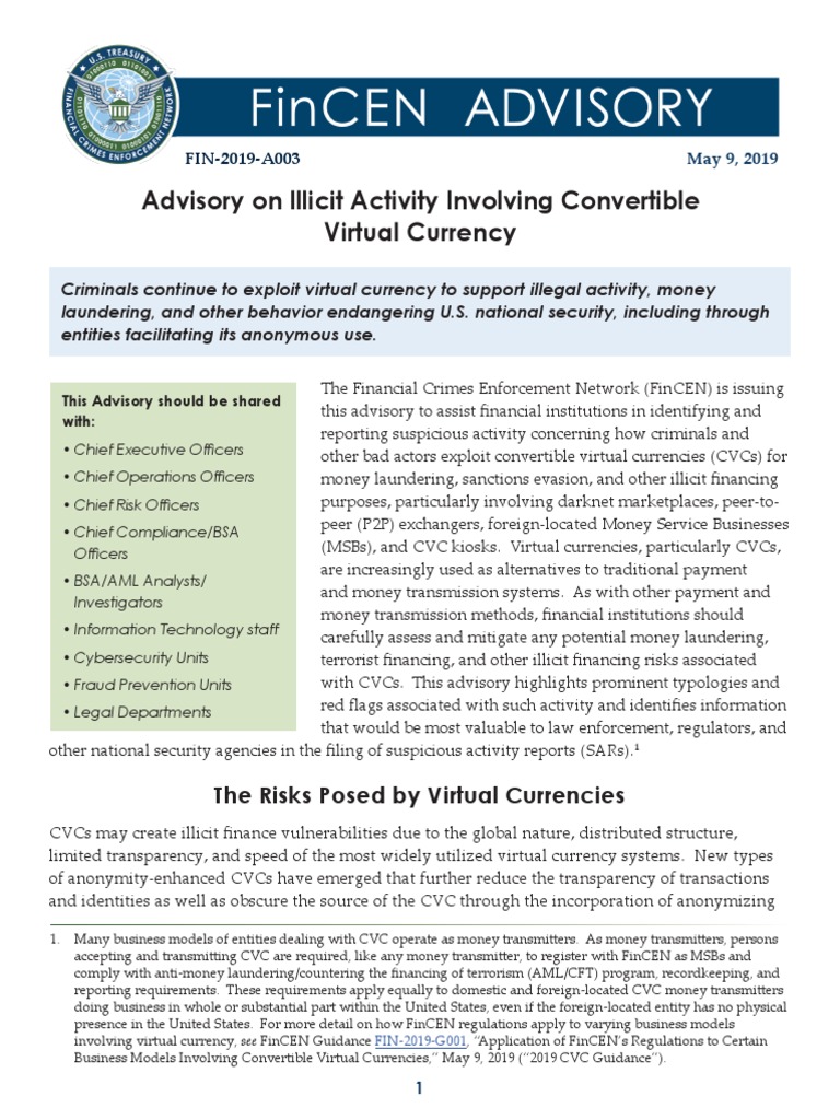 Fincen Advisory CVC Final 508 - 0 | Download Free PDF | Money ...