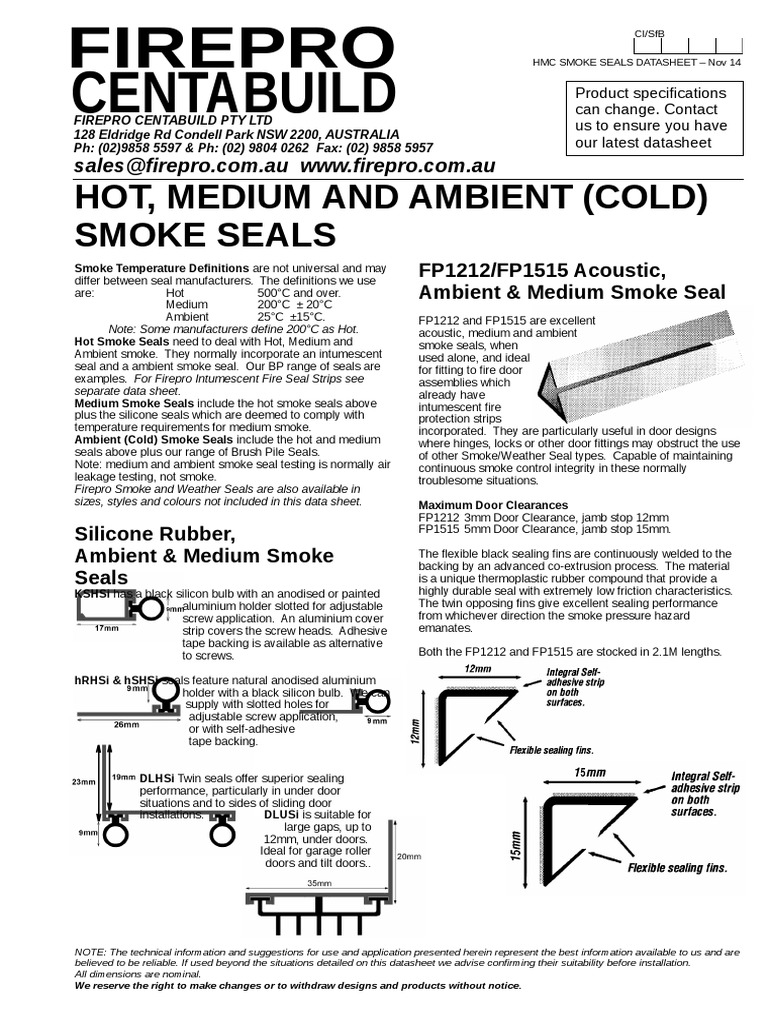 HM C Smoke Seals | PDF | Smoke | Door