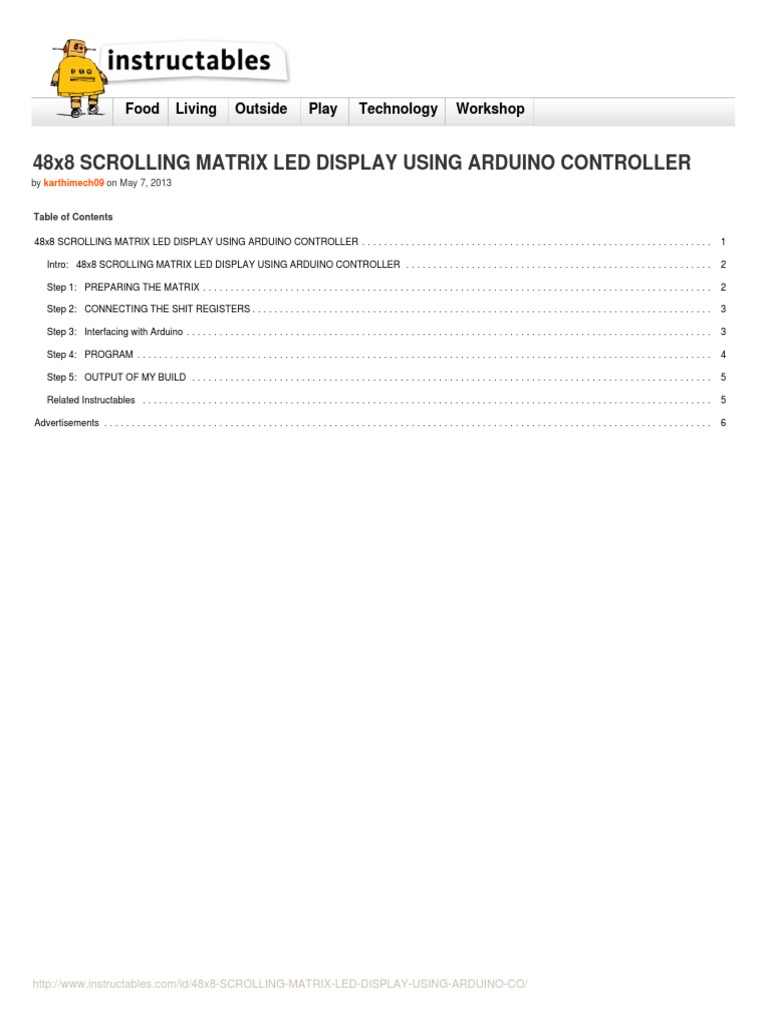 48x8 Scrolling Matrix Led Display Using Arduino Co Pdf Light Emitting Diode Integer 1192