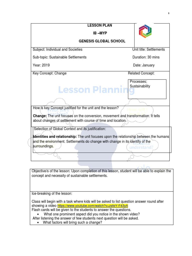 IB - Myp Genesis Global School | PDF | Sustainability | Lesson Plan