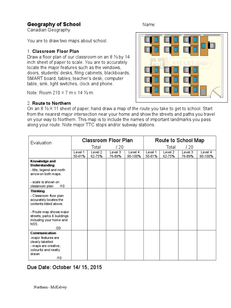 Geography of School: Classroom Floor Plan Route To School Map | PDF ...