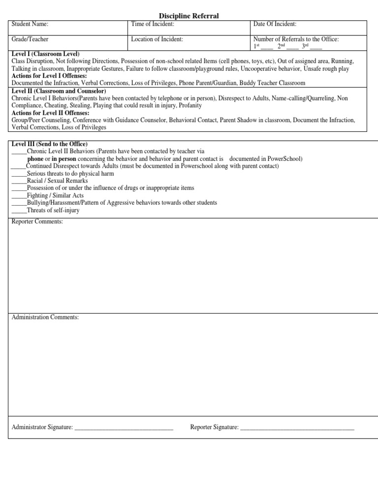 Discipline Referral | PDF | Career & Growth | Science & Mathematics