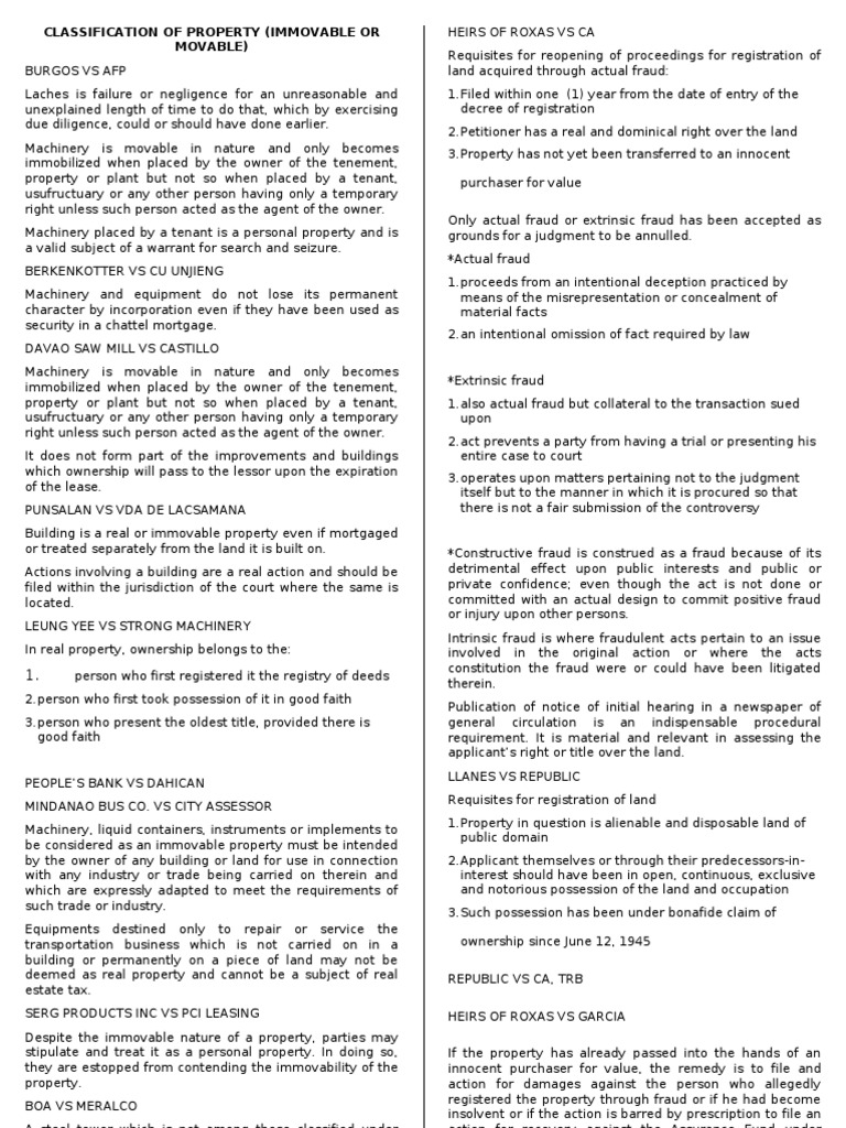 Classification of Property (Immovable or Movable) | PDF | Deed | Ownership