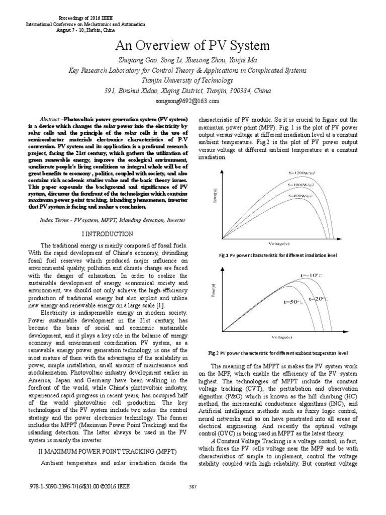 An Overview Of Pv System Pdf Photovoltaic System Power Inverter