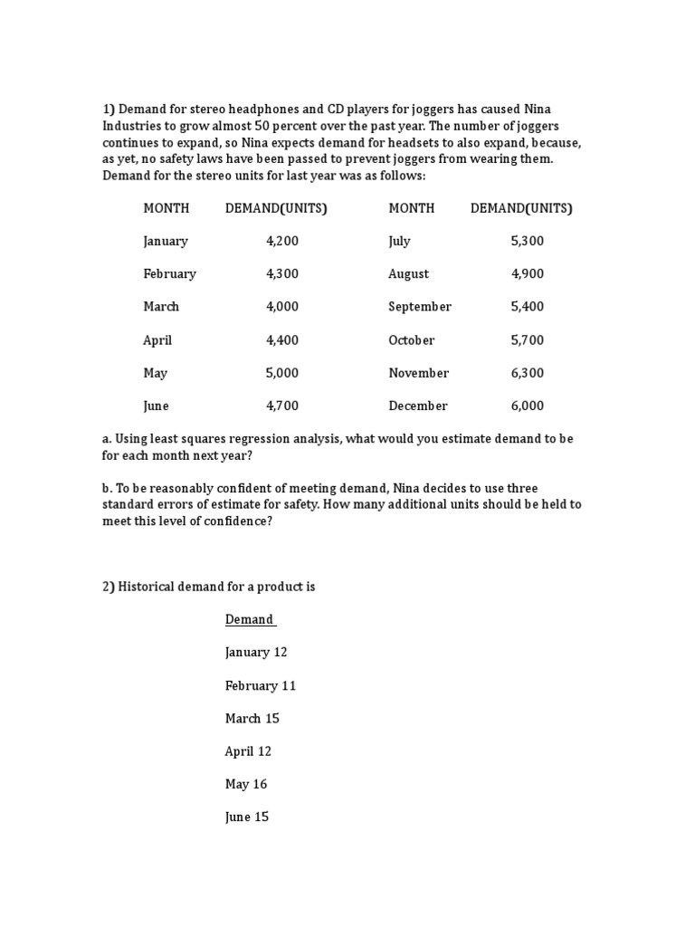 1 Forecasting-Questions | PDF | Forecasting | Regression Analysis