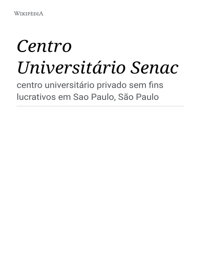 Centro Universitário Senac - Wikipédia, A Enciclopédia Livre | PDF ...