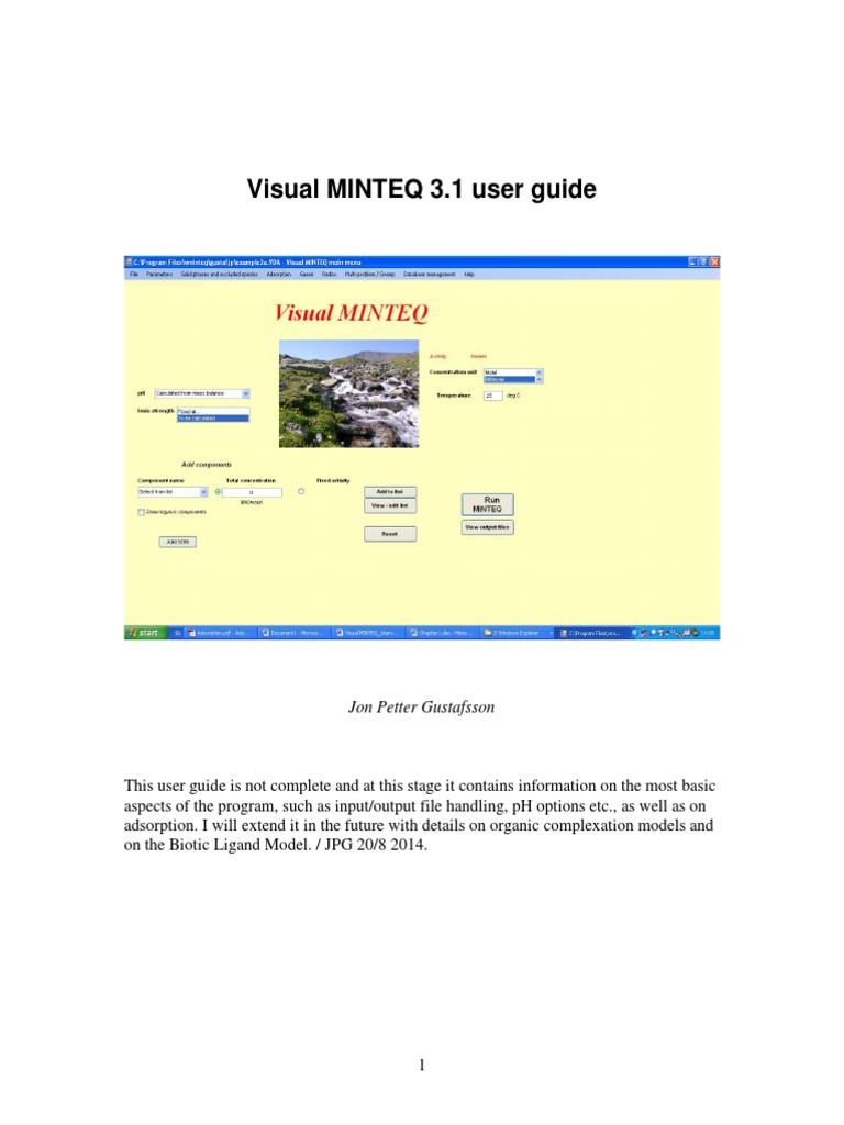 Visual MINTEQ Guide for Researchers | PDF | Titration | Chemistry