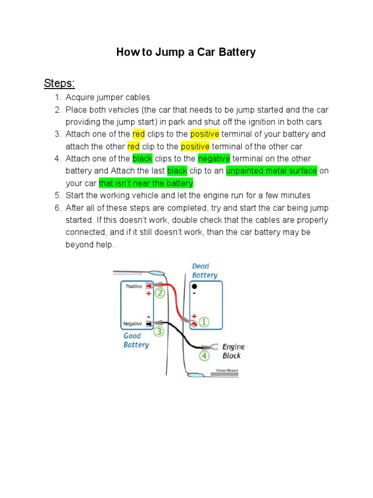 How To Jump A Car Battery | PDF