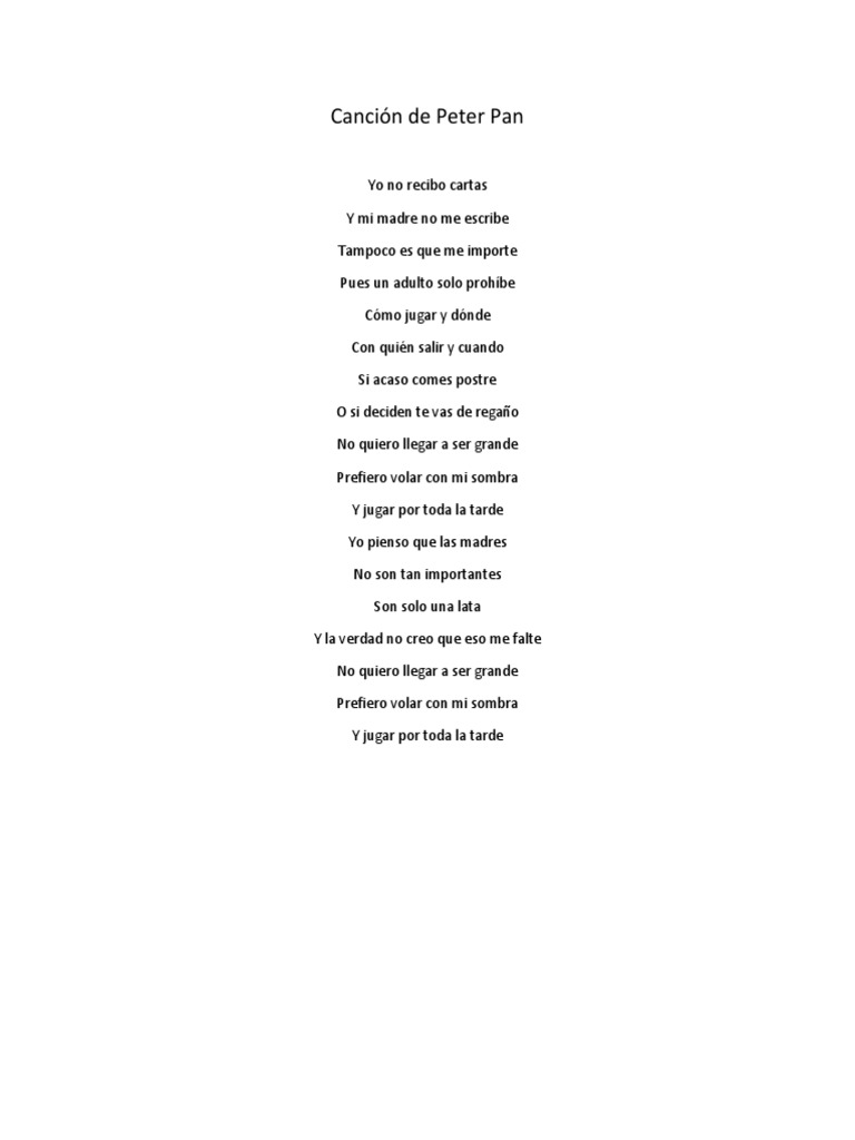 Canción de Peter Pan PDF | PDF
