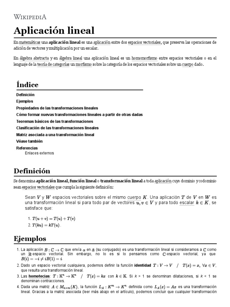 Aplicación Lineal | PDF | Mapa lineal | Espacio vectorial