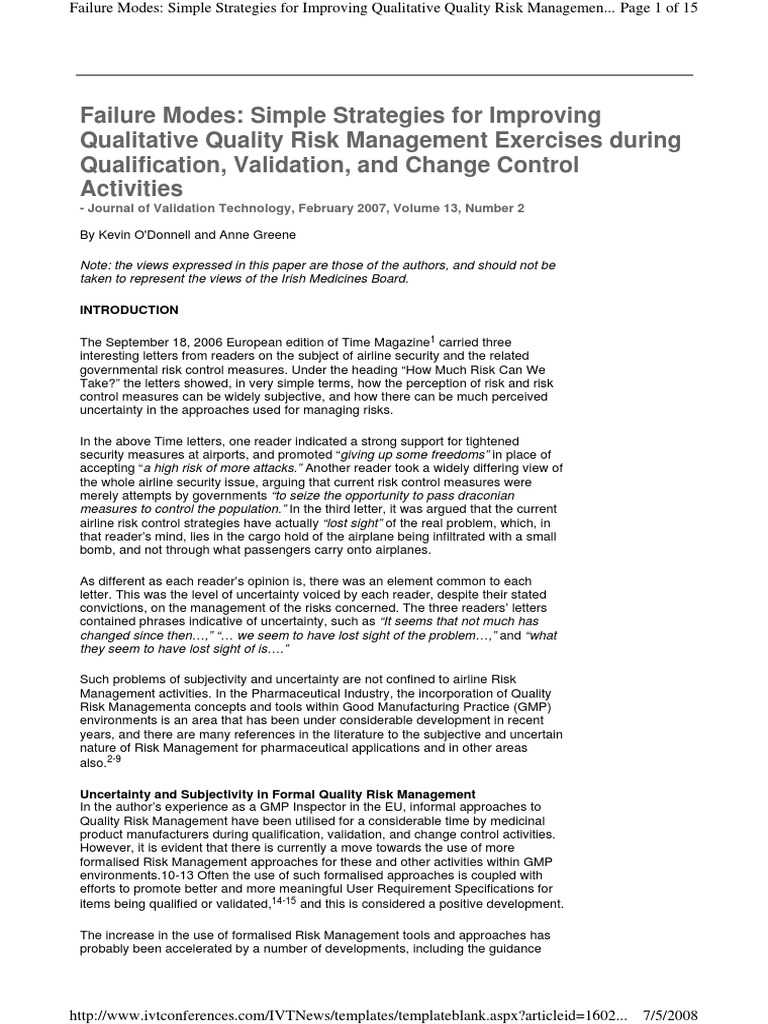 Improving QRM in Change Control | PDF | Risk Management | Scientific Method