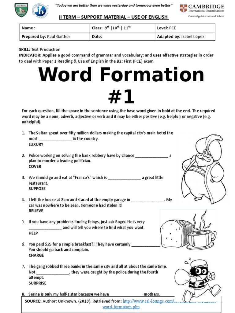 Fce Word Formation #1 | PDF | English Language | Word