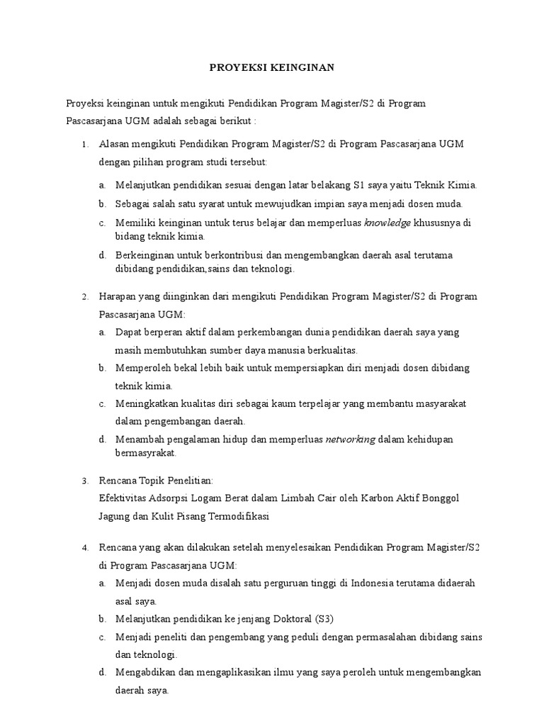 2018 Form Proyeksi Keinginan S2 | PDF