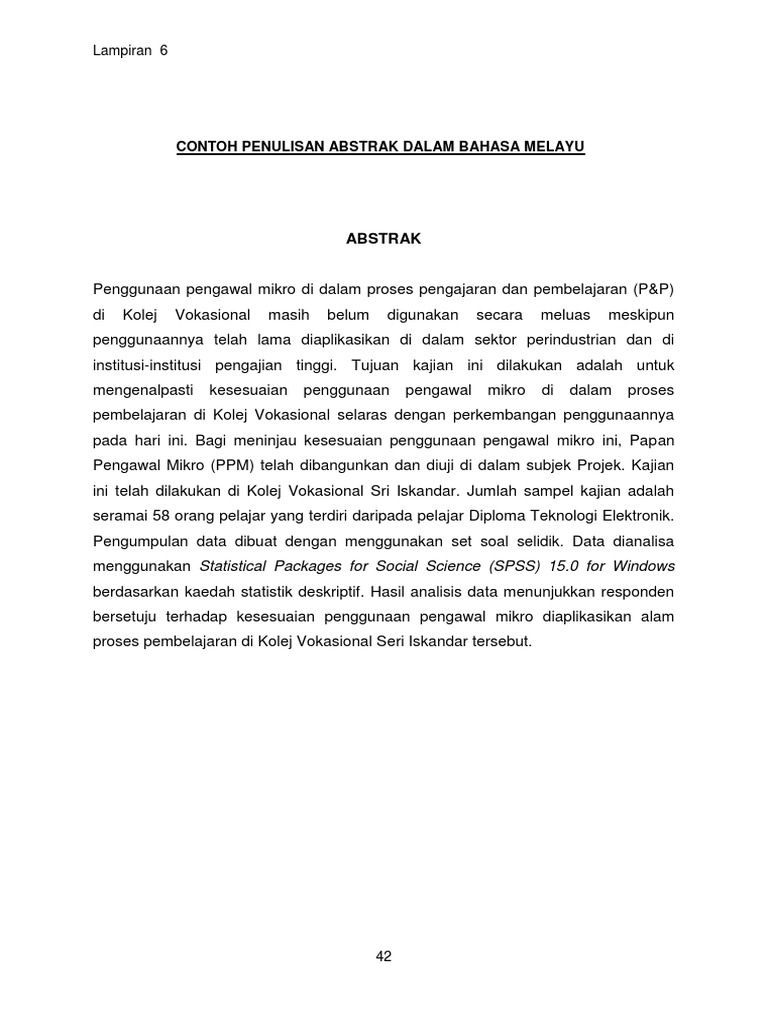 Lampiran 6 Contoh Penulisan Abstrak | PDF