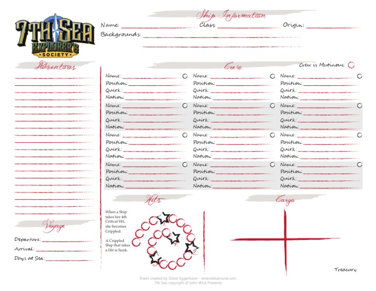 7thsea Ship Sheet ES PDF | PDF | Ships | Maritime Incidents