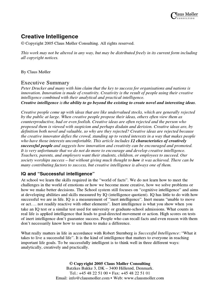 Creative Intelligence CMC | PDF | Creativity | Intelligence Quotient