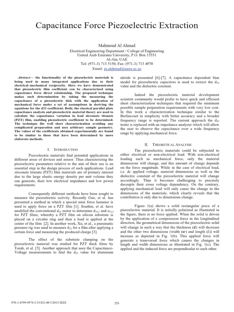 Capacitance Force Piezoelectric Extraction: Mahmoud Al Ahmad | PDF ...