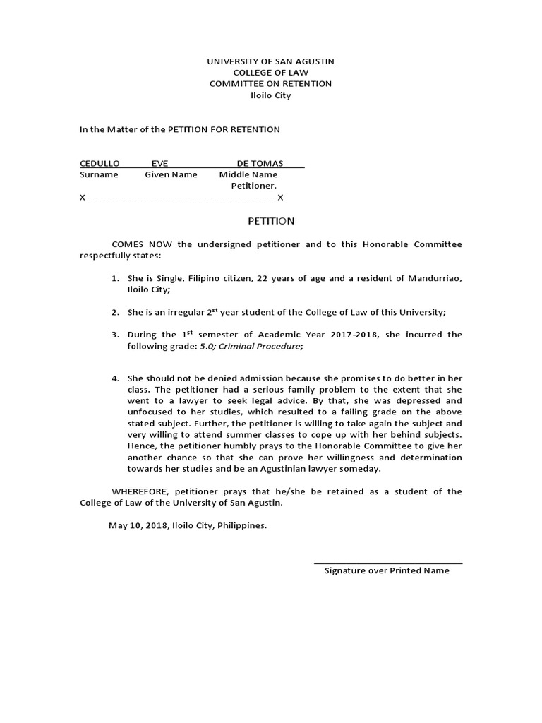 Petition For Retention | PDF | Government Information | Social Institutions