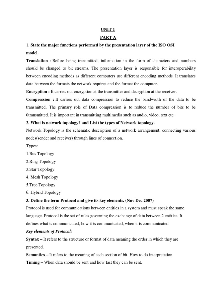 Key Elements of Protocol | PDF | Network Topology | Error Detection And ...