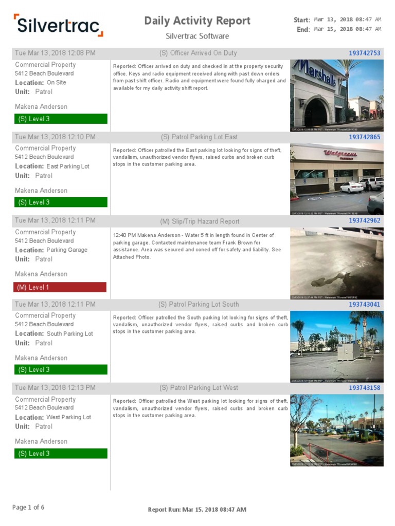 Silvertrac Daily Activity Report SAMPLE | PDF | Transport