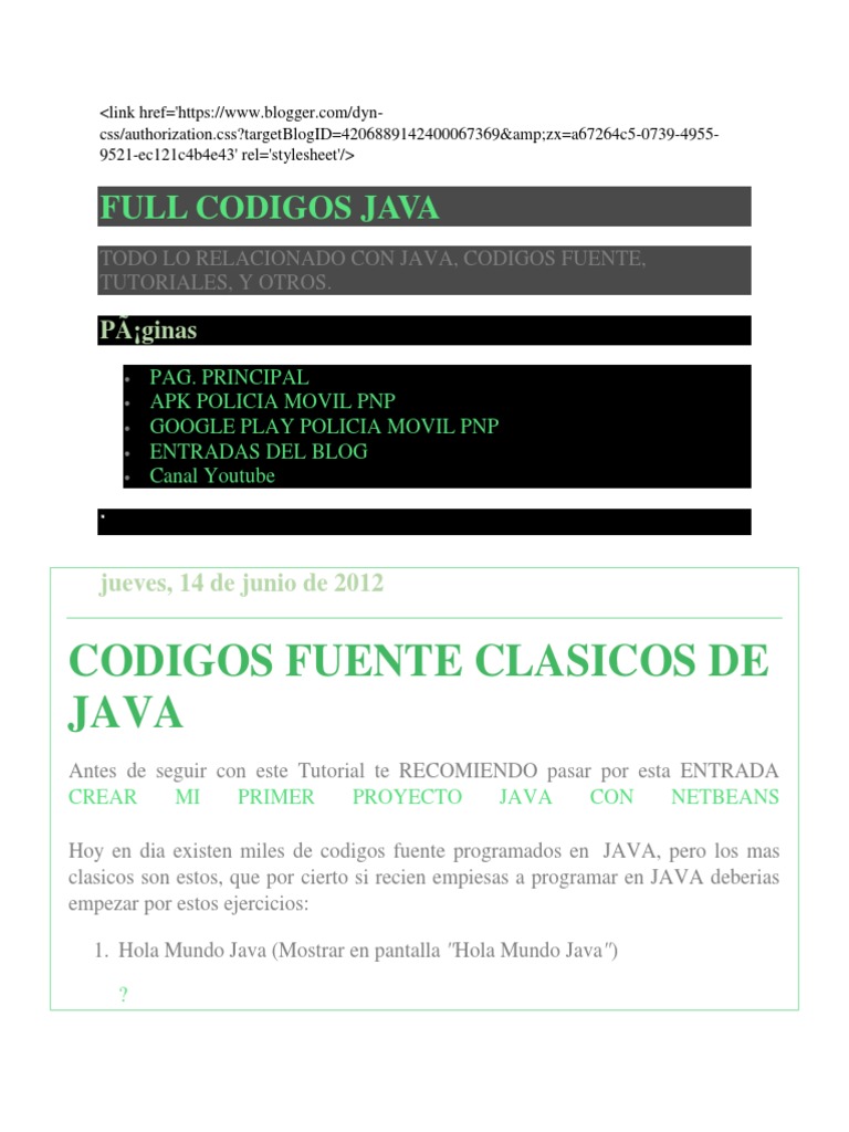 Full Codigos Java - Codigos Fuente Clasicos de Java | PDF | Java (lenguaje de programación ...