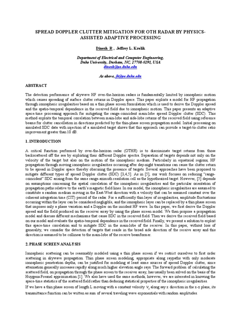 Spread Doppler Clutter | PDF | Radar | Radio Propagation