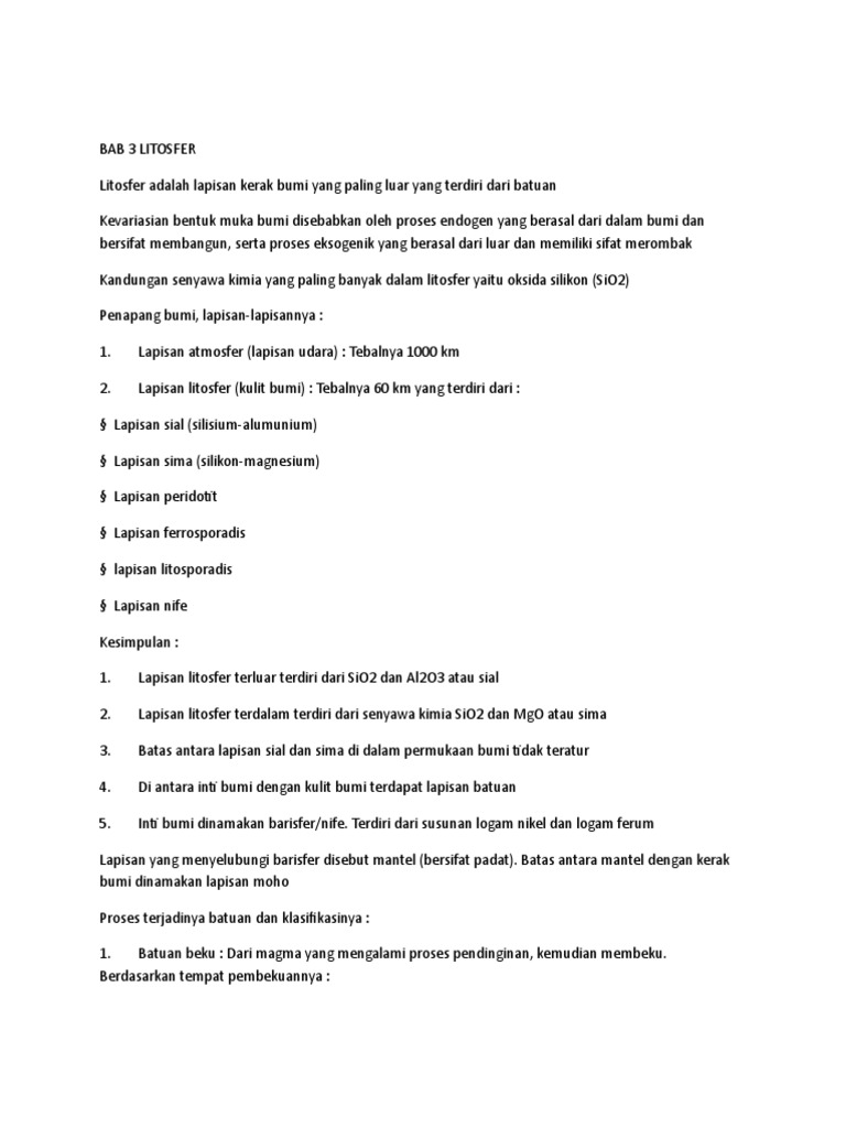 Litosfer: Struktur dan Proses Pembentukan Batuan | PDF | Perjalanan | Sains & Matematika