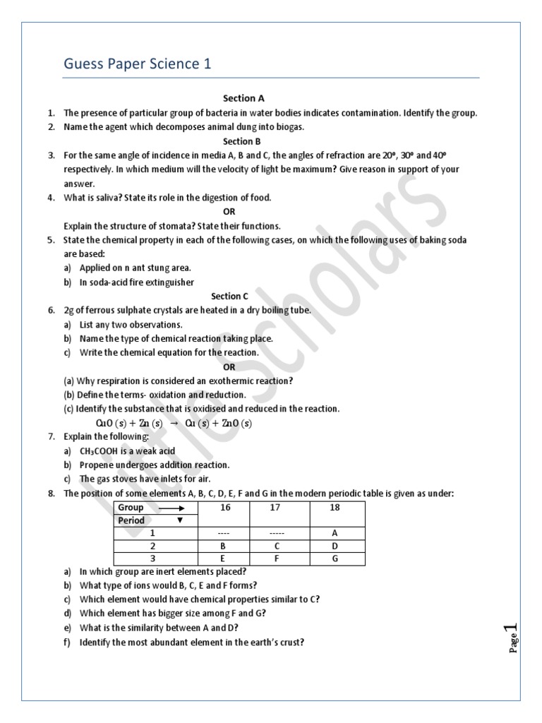 Science Day 1 Test | PDF | Chemical Reactions | Lens (Optics)