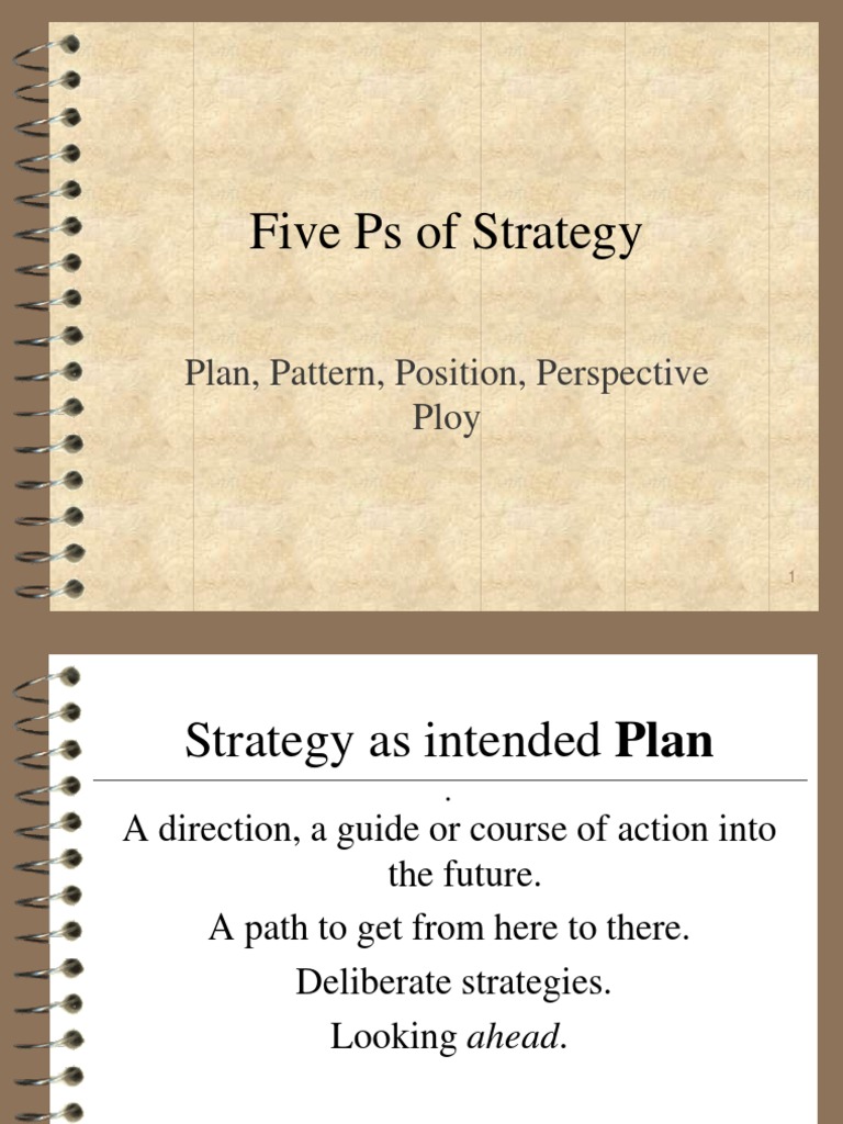 Five Ps of Strategy: Plan, Pattern, Position, Perspective Ploy | PDF