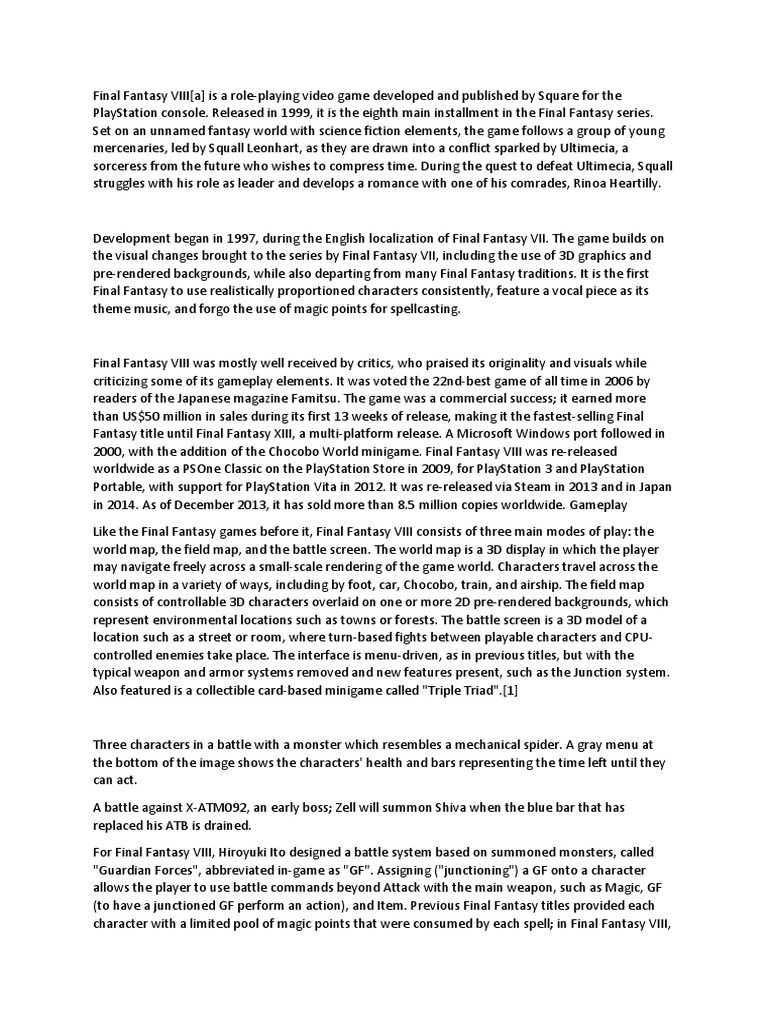 Final Fantasy | PDF | Final Fantasy | Square (Company)