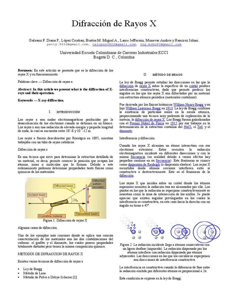 Difraccion de Rayos X | PDF | Cristalografía de rayos X | Radiación ...