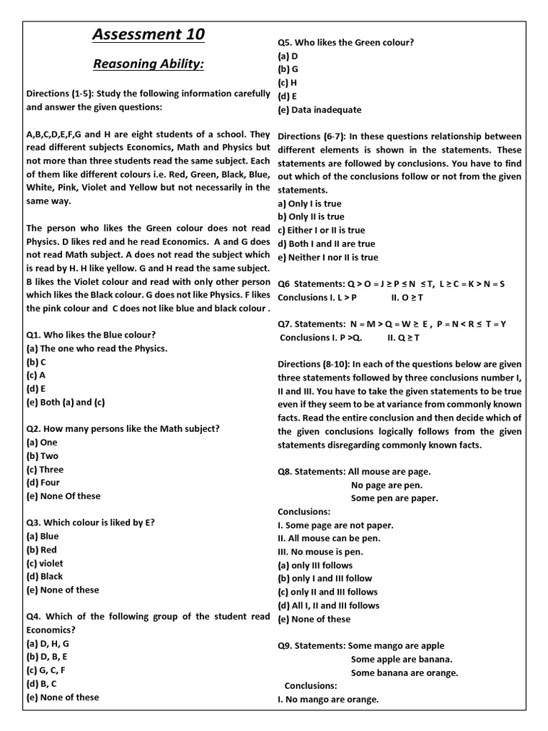 Banking Assessment 10 | PDF | Odds | Color