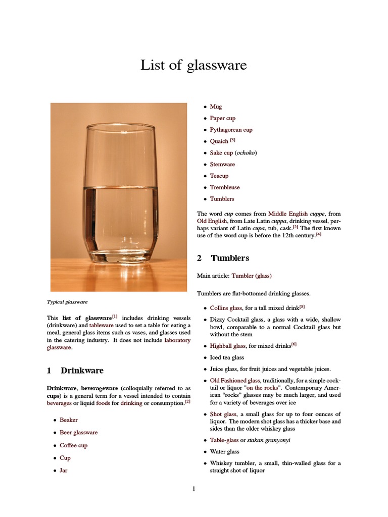 Glassware List | PDF | Creative Commons License | Alcoholic Drinks